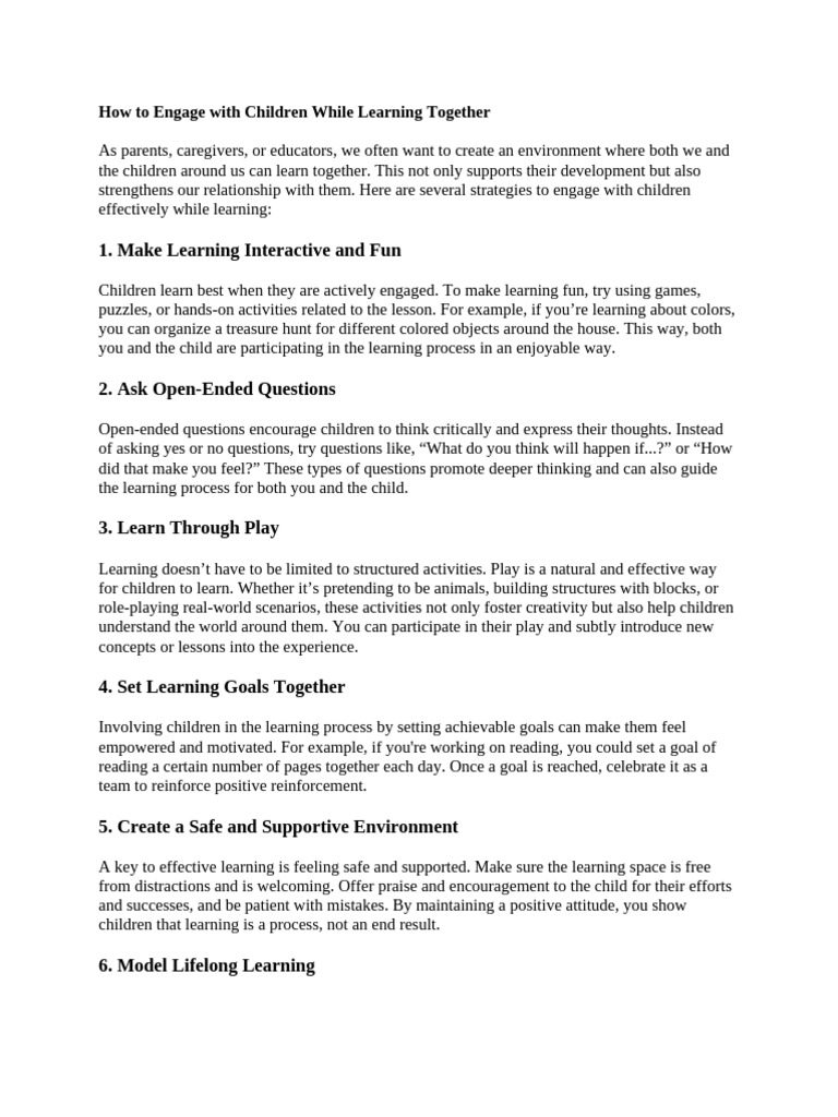 Engaging Children in Learning Together | PDF | Learning | Thought