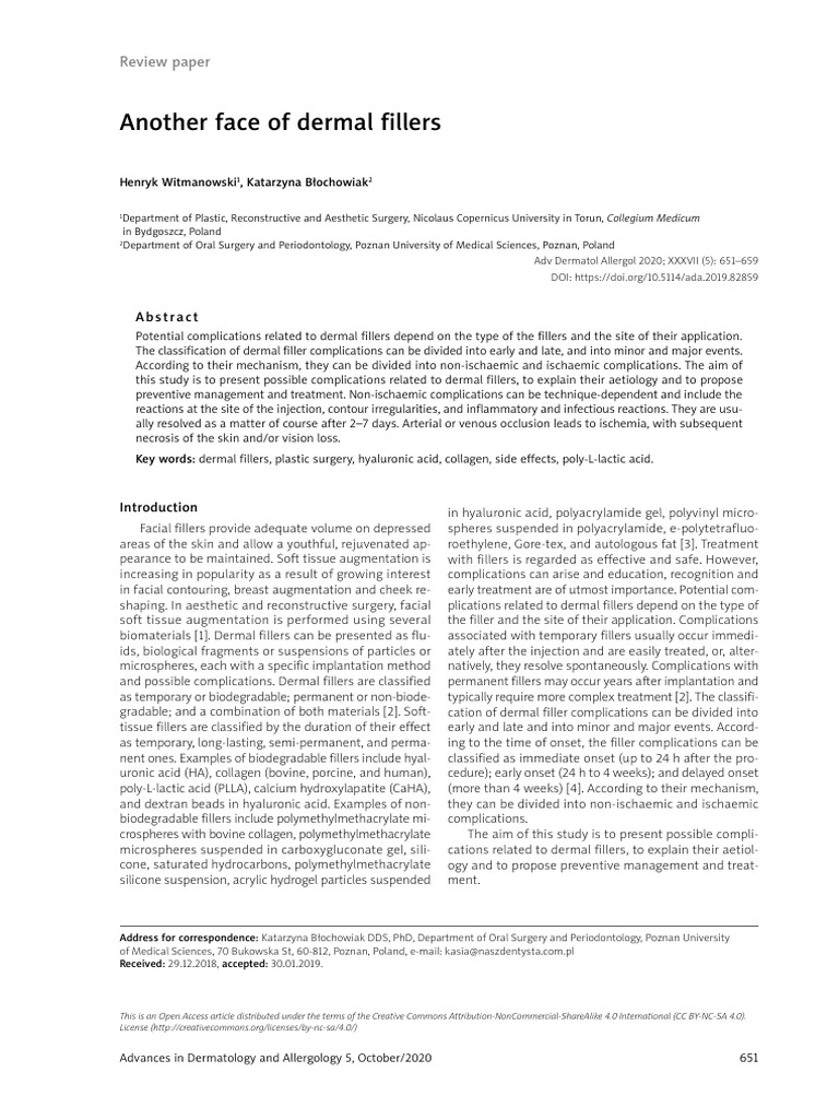 Dermal Fillers Complications | PDF | Thrombosis | Blood Vessel