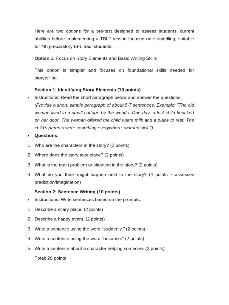 pre-test | PDF | Reading Comprehension | Cognitive Psychology