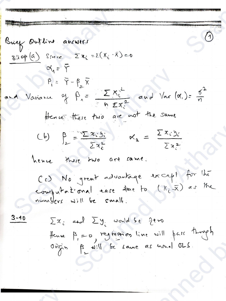 Econometrics Sem End Question Set Answer Key | PDF