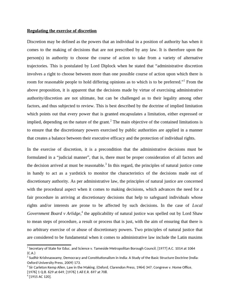 Regulating The Exercise of Discretion | PDF | Public Law | Governance