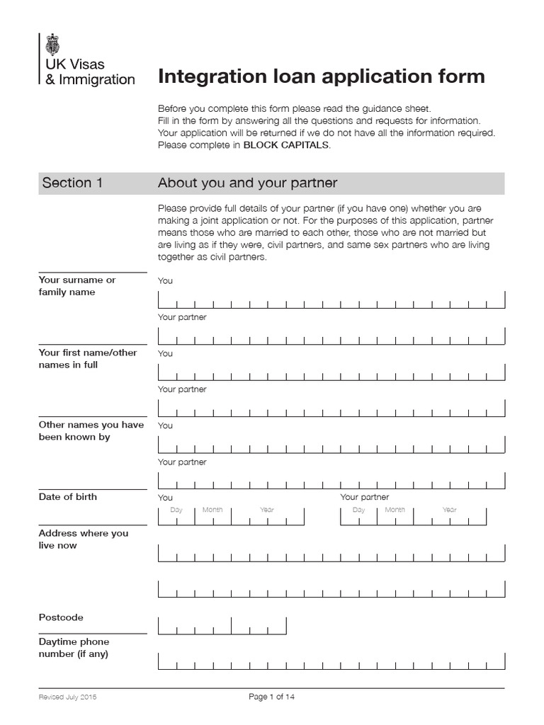 Integration Loan Application Form | PDF | Loans | Debt