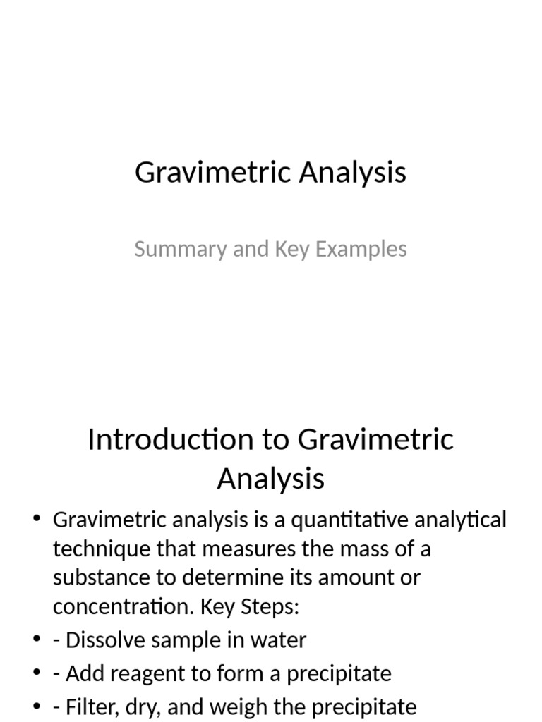 Gravimetric Analysis Techniques Explained | PDF