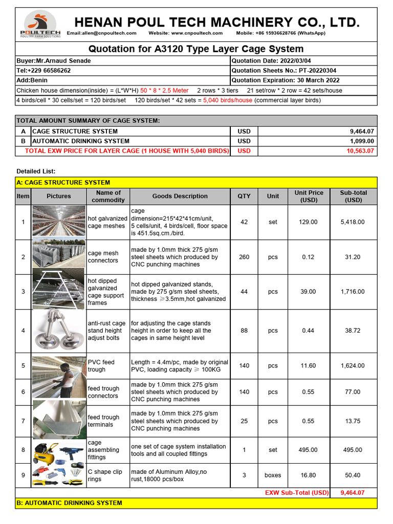 Quotation of Layer Cage System For MR - Arnaud Senade | PDF | Pipe ...