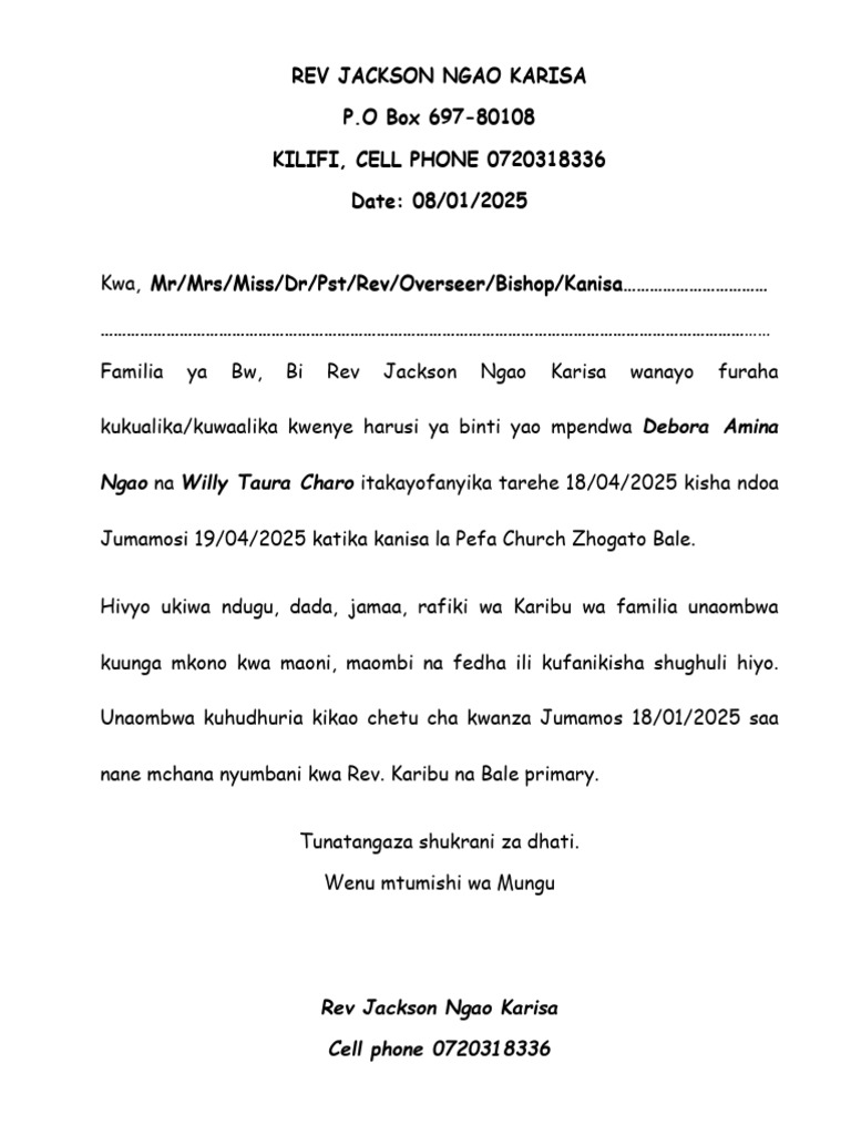 Rev Jackson Ngao Larisa-1 | PDF