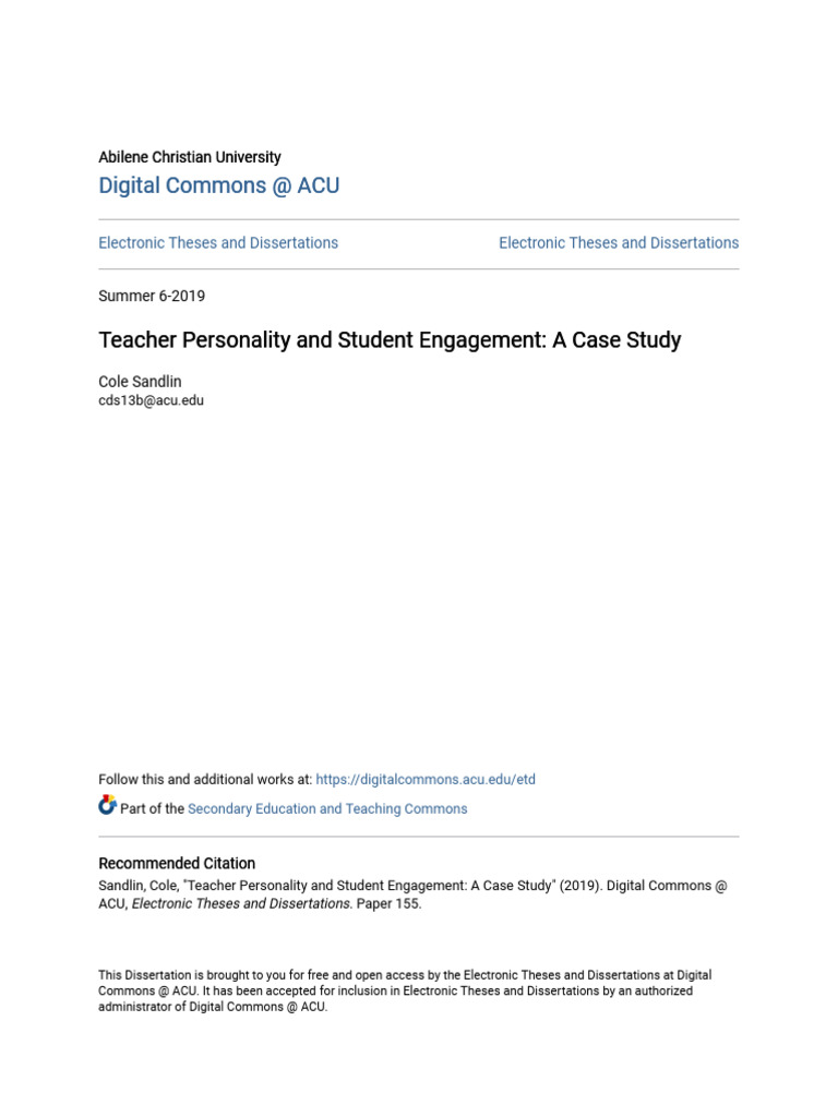 Teacher Personality and Student Engageme | PDF | Learning | Teachers