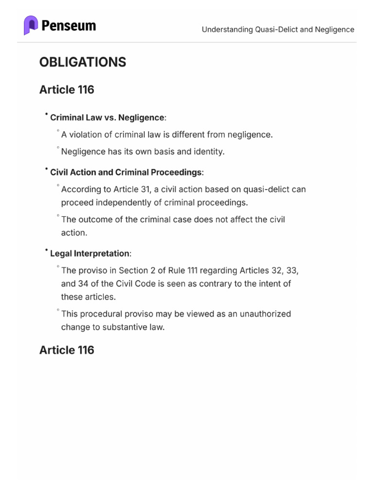 Understanding Quasi-Delict and Negligence 5 | PDF