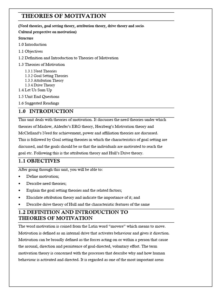 Theories of Motivation | PDF | Job Satisfaction | Motivational