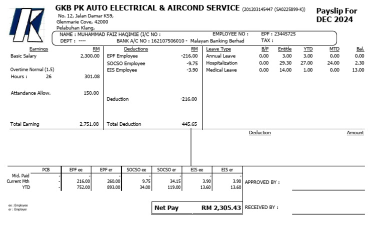 Payslip - april 2024 (1) | PDF | Employee Benefits | Labor