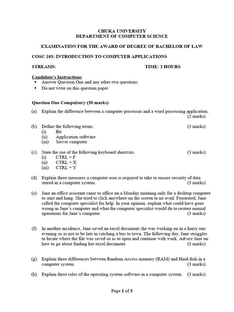 COSC 103 Exam Law Group | PDF | Microsoft Excel | Computing
