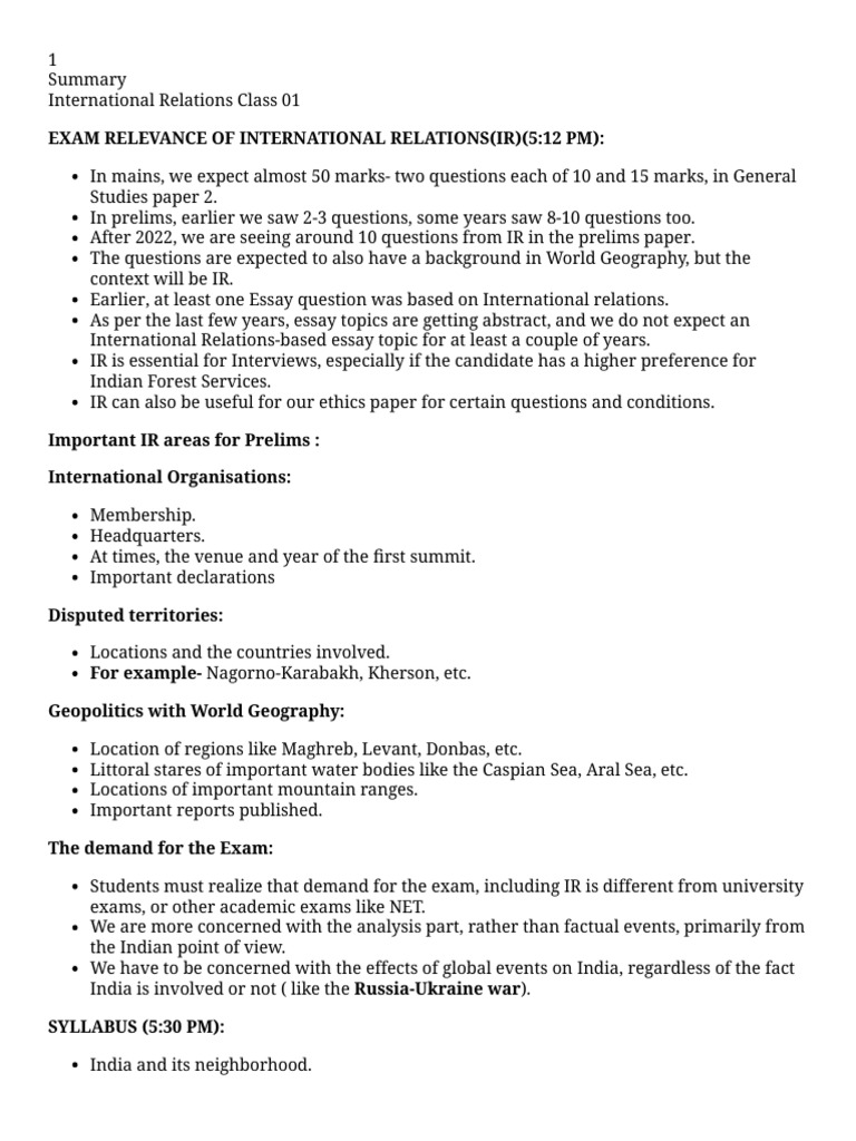 International Relations Exam Guide | PDF | Soft Power | Polarity ...