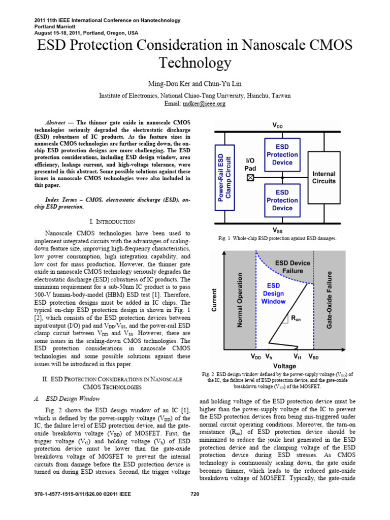 ESD Protection Consideration in Nanoscale CMOS Technology | PDF | Mosfet | Cmos
