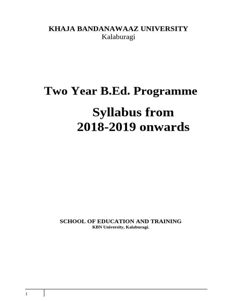 Kbnu B.ed Regulation as in the Syllabus (1) | PDF | Teachers | Curriculum