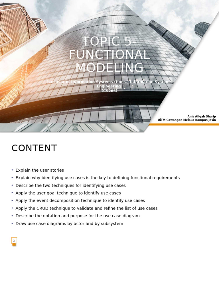 Topic 5 Functional Modeling | PDF | Use Case | Unified Modeling Language