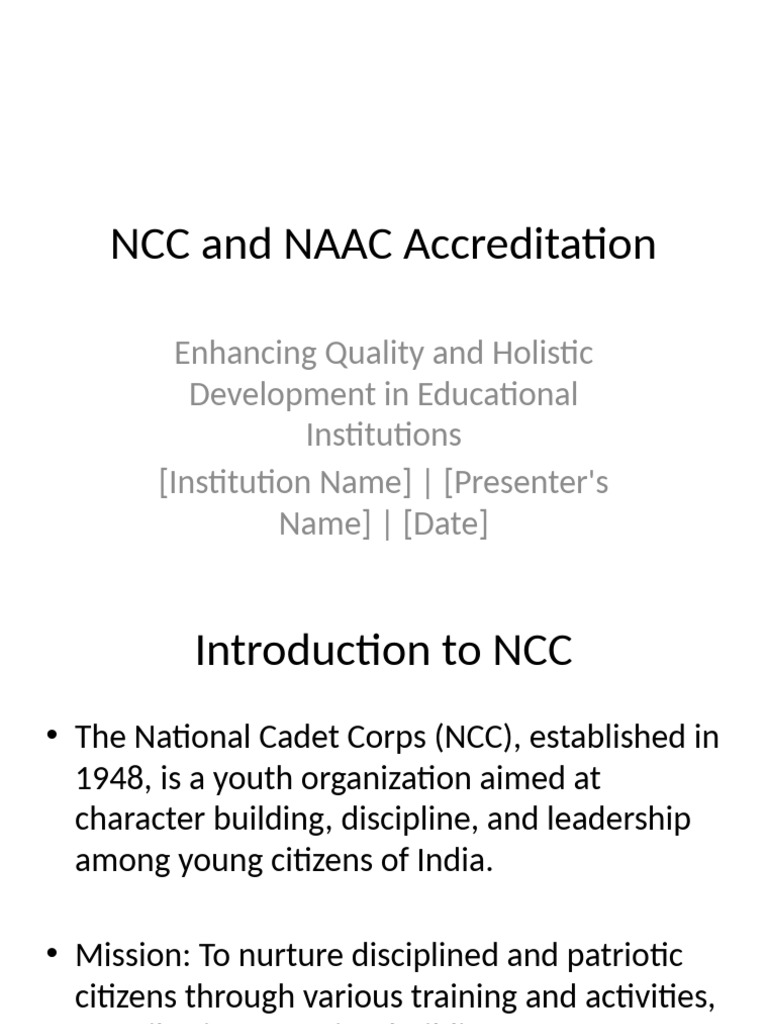 NCC and NAAC Presentation | PDF | Curriculum