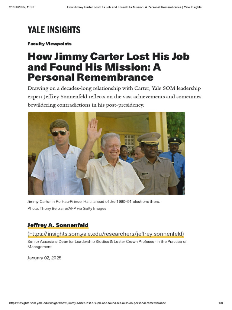 Carter's Post-Presidency Mission Explained | PDF | George W. Bush ...