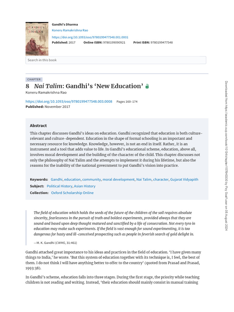 8 Nai Talim - Gandhi's New Education' | PDF | Experience | Philosophy Of Education
