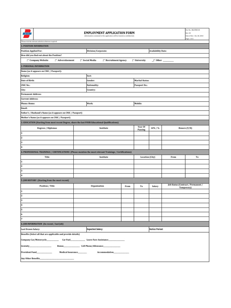 004 - HR-FRM-04 Employment Application Form | PDF | Justice | Crime ...