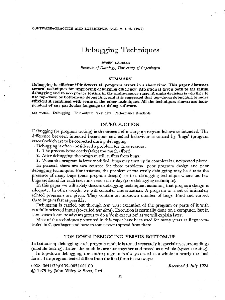 DebuggingTechniques | PDF | Debugging | Software Bug DebuggingTechniques | PDF | Debugging | Software Bug