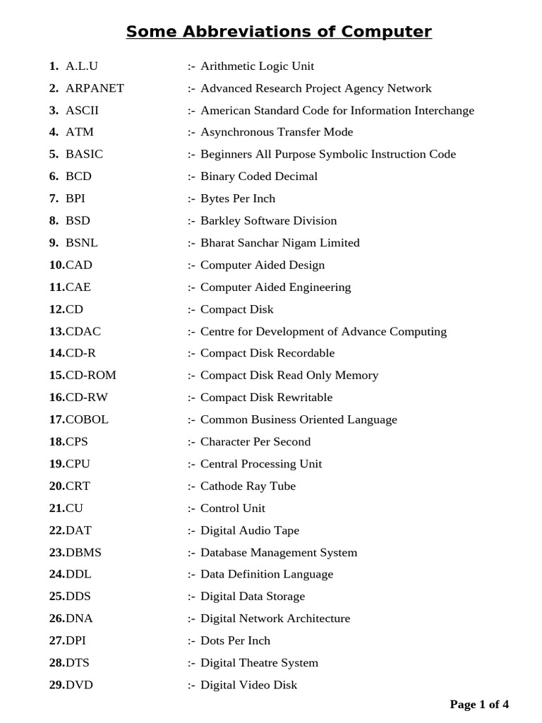 Some Abbreviations of Computer | PDF | Xhtml | Binary Coded Decimal