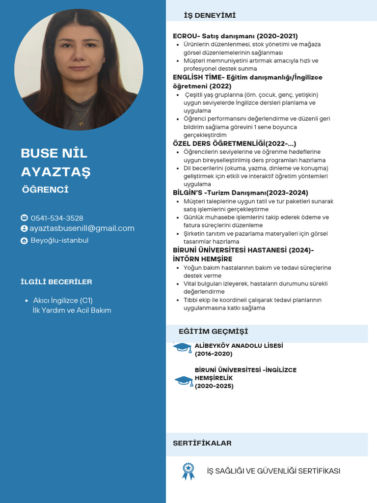 Buse Nil Ayaztaş CV | PDF
