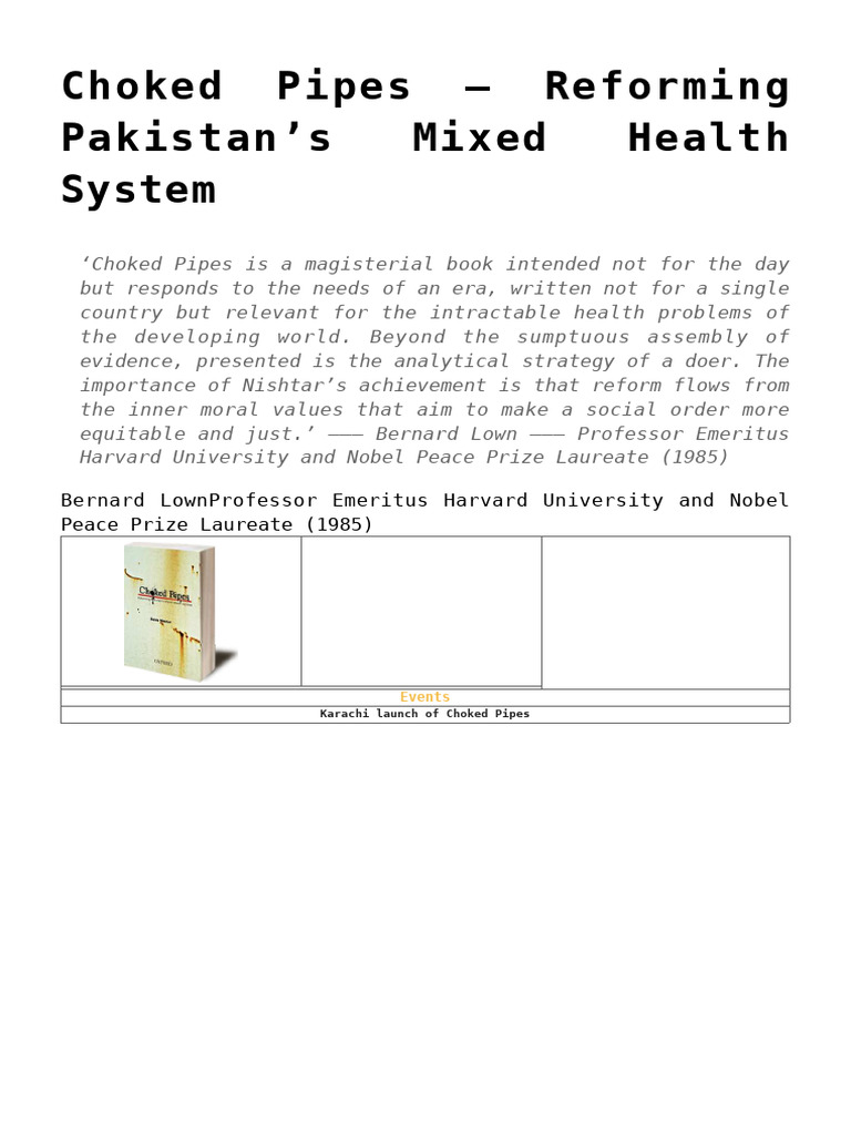 Choked Pipes Reforming Pakistan S Mixed | PDF