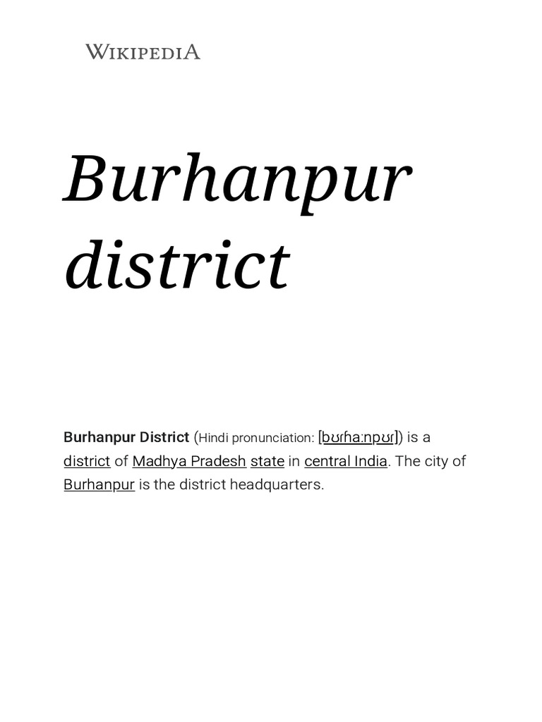 Life Styles of Burhanpur District | PDF | South Asia