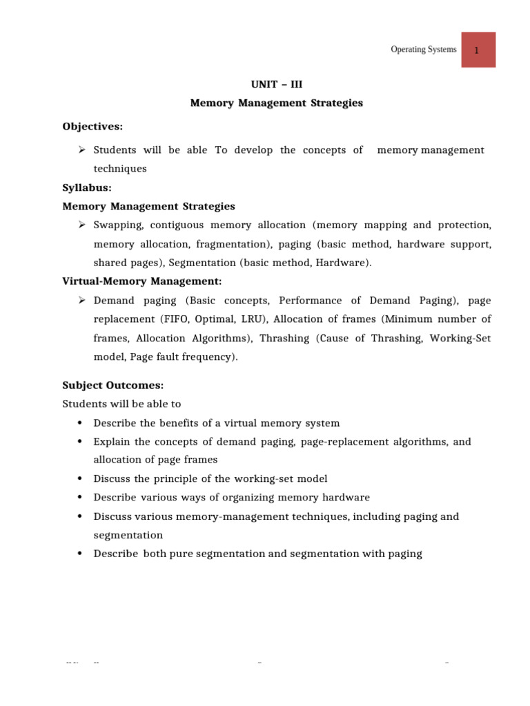 Unit III Lm Os Cse r20 | PDF | Process (Computing) | Operating System