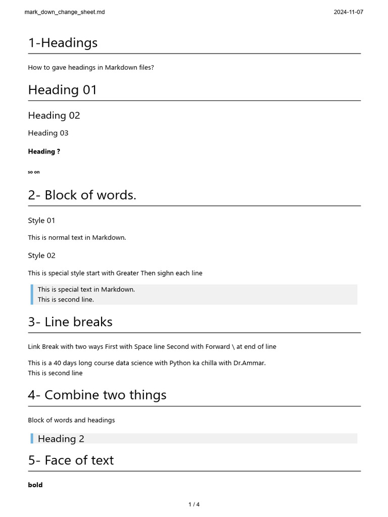Mark Down Change Sheet | PDF | Software | Notation
