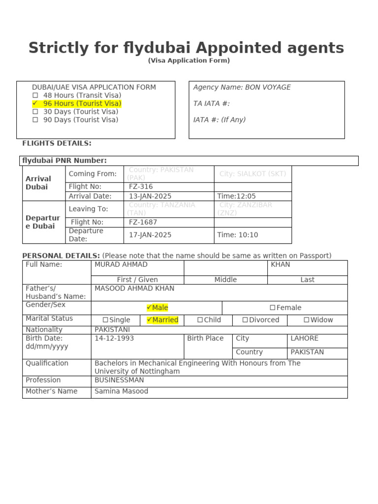 Visa_Application_Form[1] | PDF | Travel Visa | Dubai