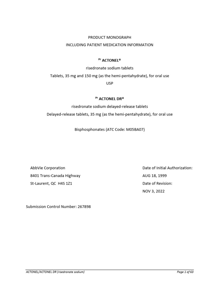 Actonel Actonel DR PM en | PDF | Osteoporosis | Clinical Medicine