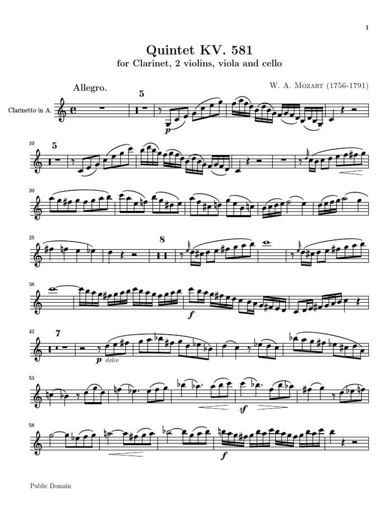 Mozart - Clarinet Quintet K581 | PDF | Musical Compositions | Musical ...