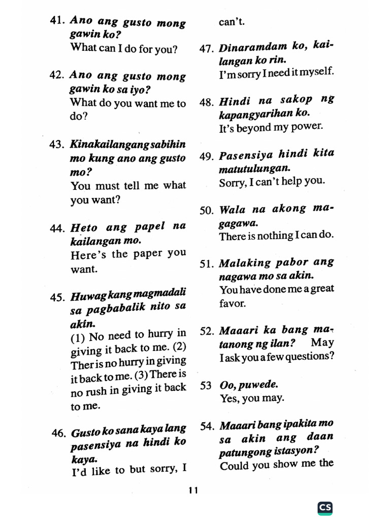 Practical Conversation (Filipino-English) 1 | PDF