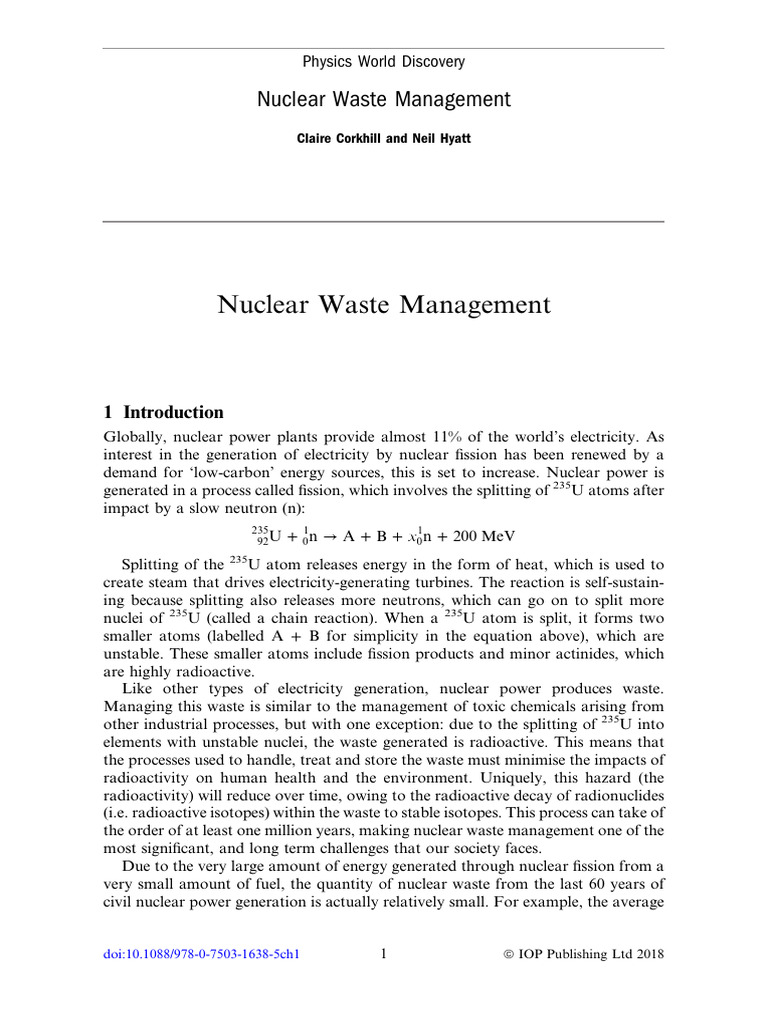 10 - Waste management | PDF | Radioactive Waste | Nuclear Power
