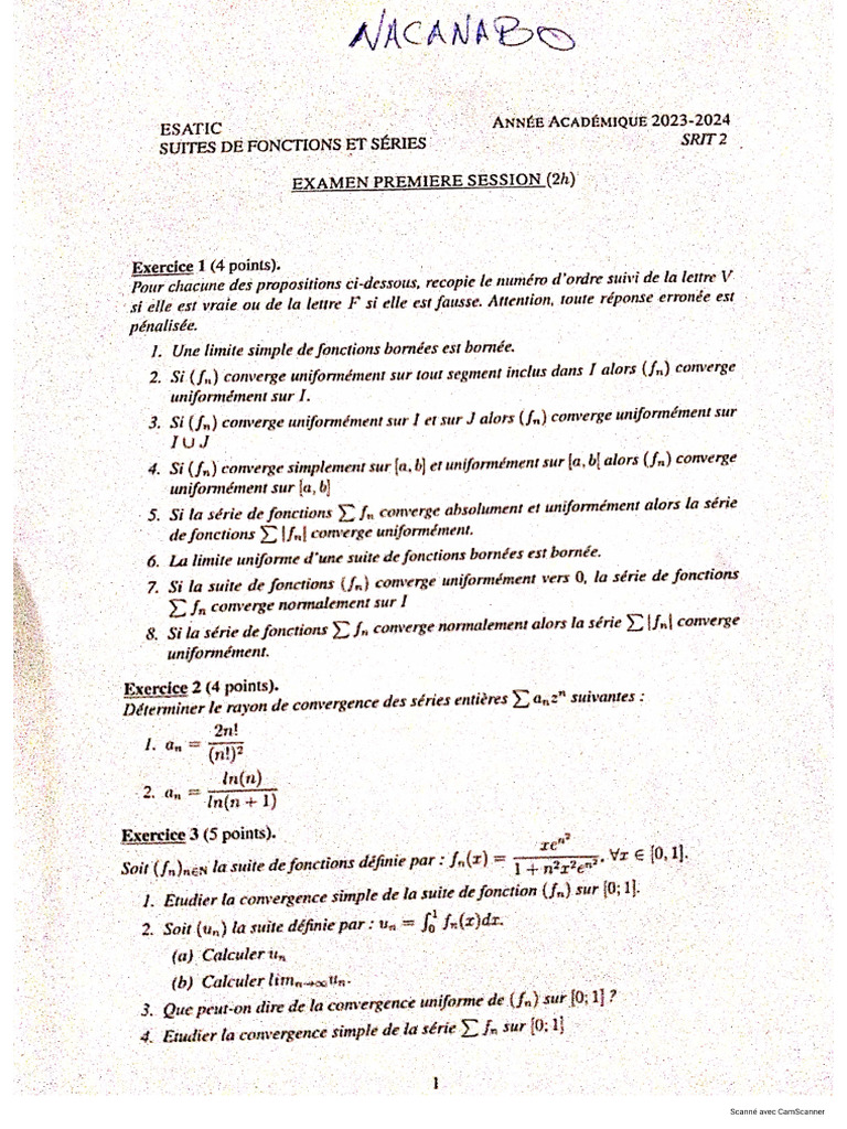 Devoir Et Examen | PDF