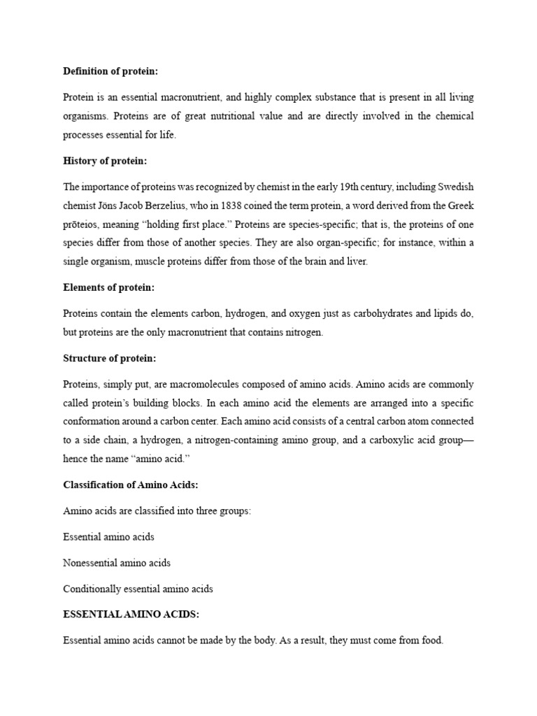 Definition of protein | PDF | Amino Acid | Proteins