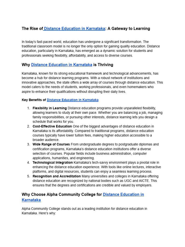 The Rise of Distance Education in Karnataka - A Gateway To Learning ...