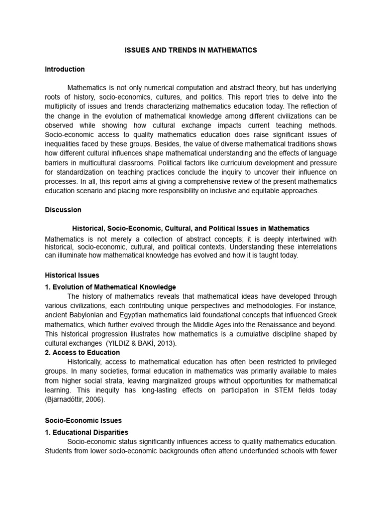Issues and Trends in Mathematics | PDF | Mathematics | Project Based ...