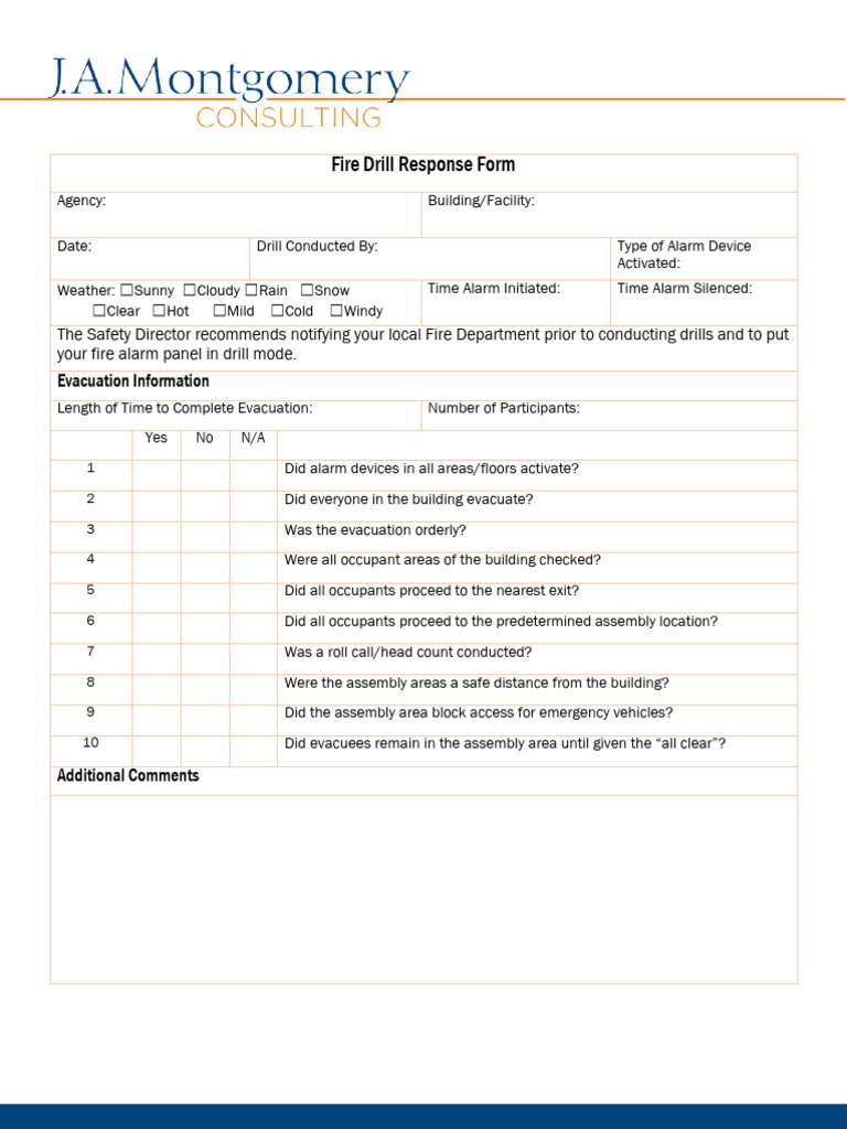 Fire Drill Response Form | PDF