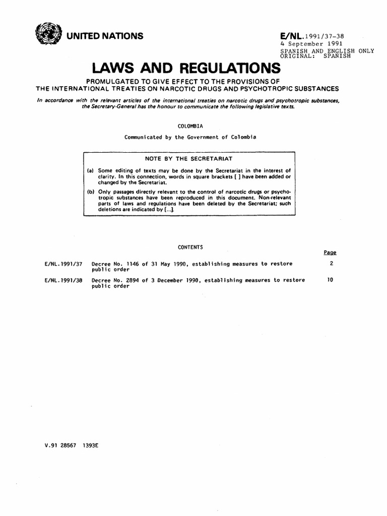Colombia Drug Control Decrees 1991 | PDF | Justice | Crime & Violence
