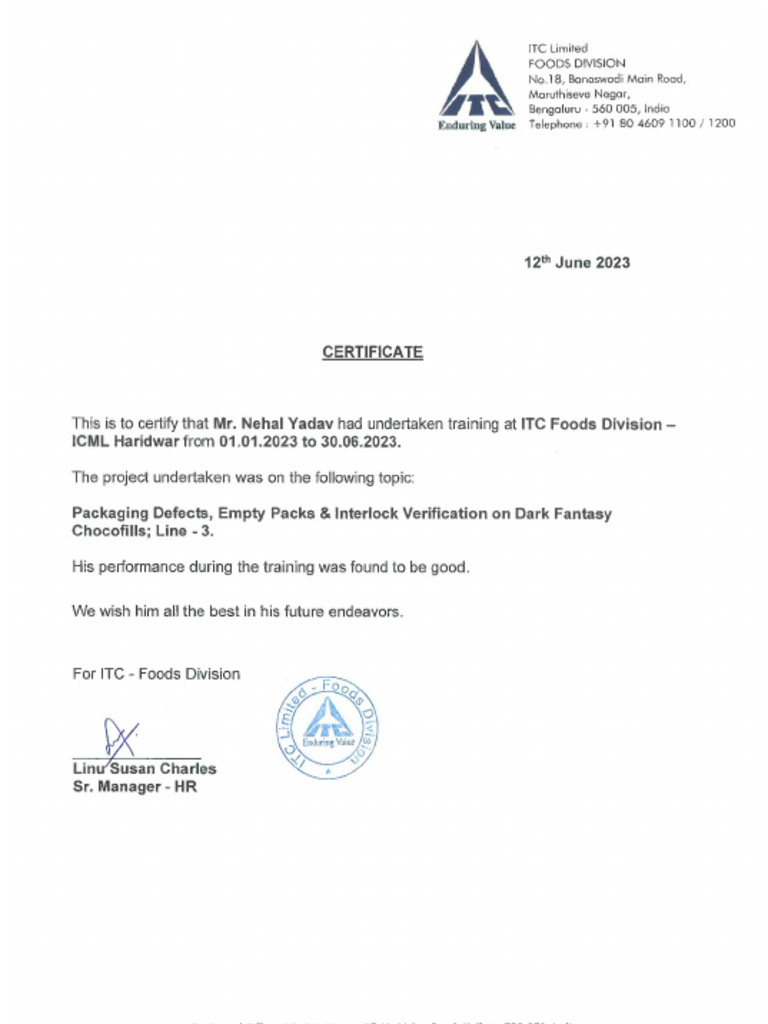 ITC Internship Certificate 1718710318 | PDF