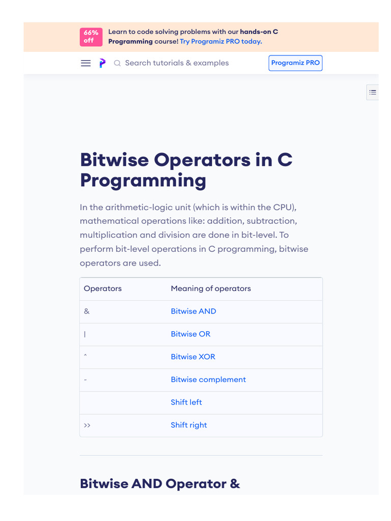 bitwise-operators | PDF | Integer (Computer Science) | Arithmetic bitwise-operators | PDF | Integer (Computer Science) | Arithmetic