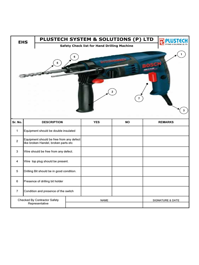 Hand Drill Safety Checklist | PDF