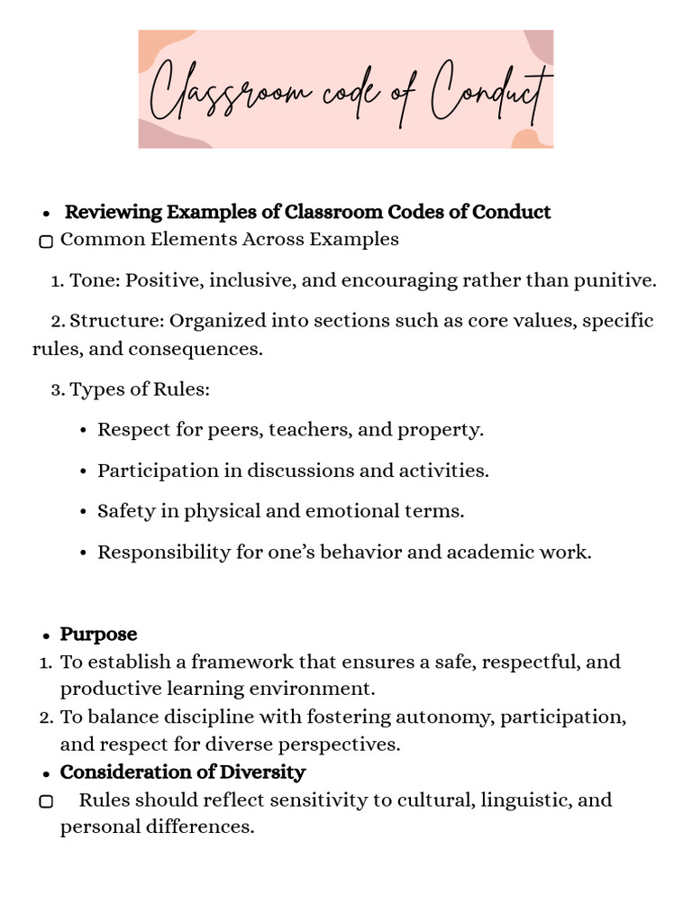 Classroom Code of Conduct | PDF | Learning | Cognition