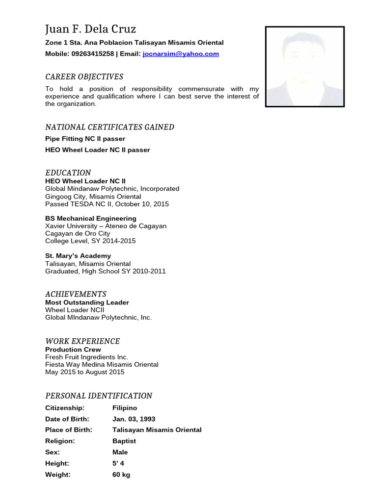 Sample Resume1 Official 10262015 | PDF