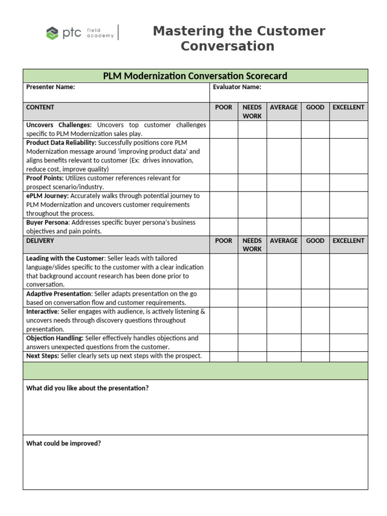 MCC PLM Modernization Conversation Scorecard | PDF