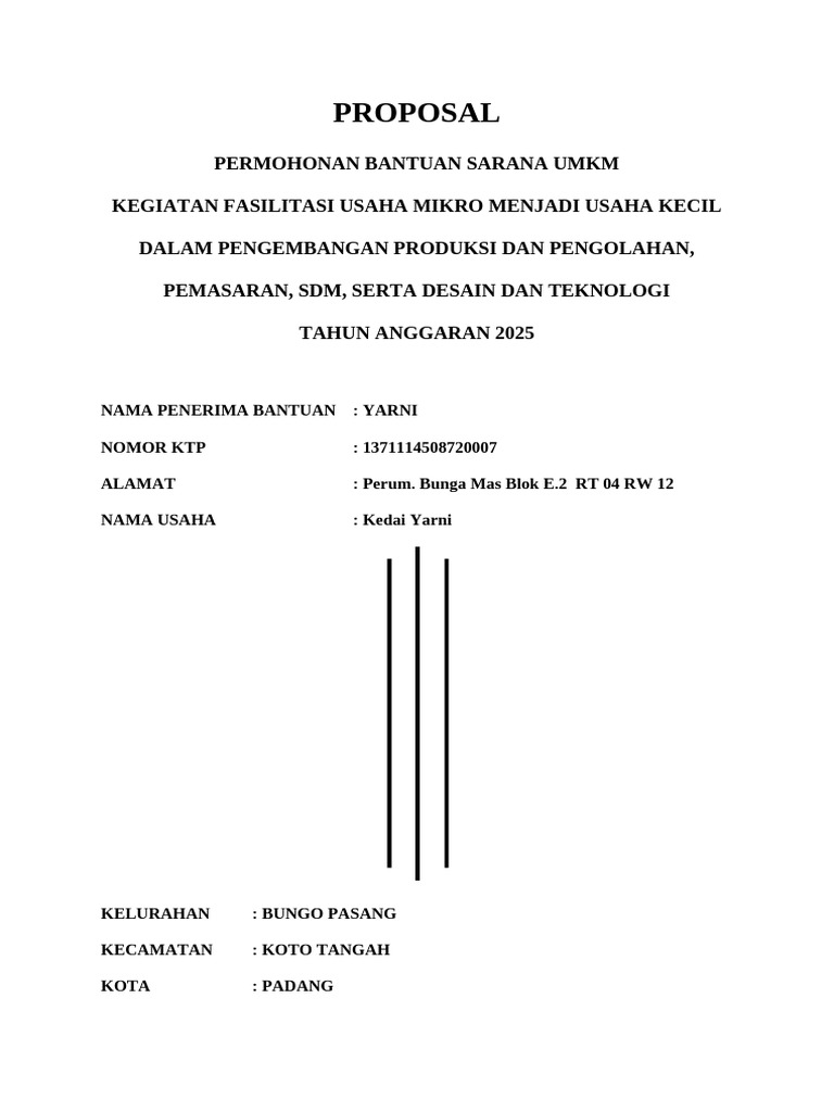 Proposal Bantuan Perorangan Hibah Barang Pada Dinas Koperasi Dan Umkm ...