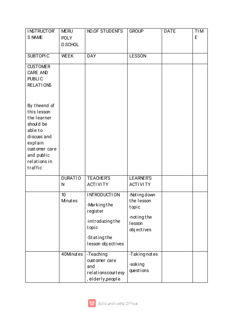 Lesson Plan Meru Poly 2023 | PDF