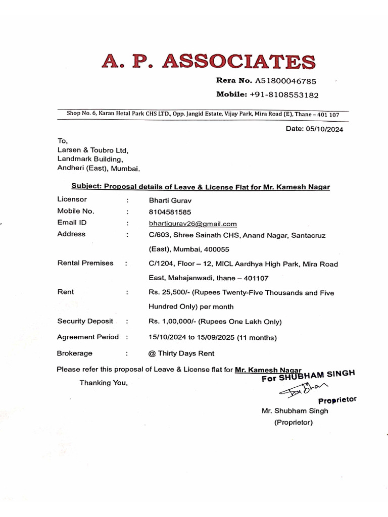 GST Declaration and Leave and License Detail | PDF