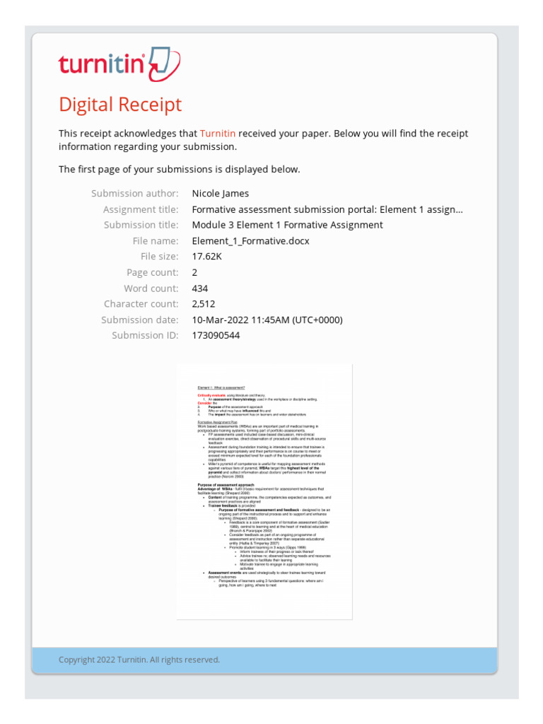 Receipt - Module 3 Element 1 Formative Assignment | PDF
